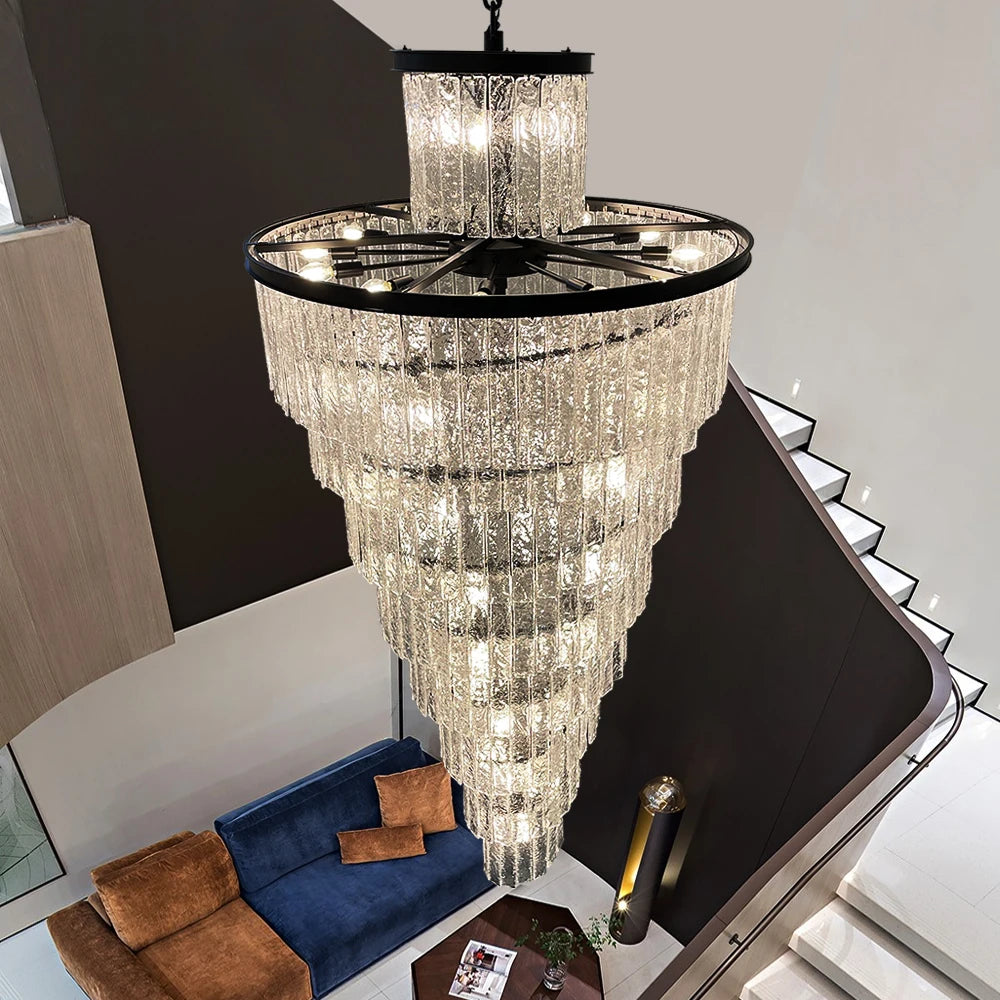 VORELLI® Dunleavy Spiral Staircase Chandelier | Cracked Crystal & Classical Timeless Design